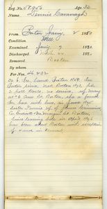 Tewksbury Almshouse Intake Record: Cavanaugh, Dennis - Digital Commonwealth