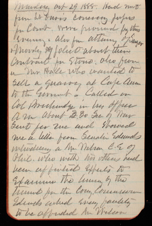 Thomas Lincoln Casey Notebook, September 1888-November 1888, 74, Monday ...
