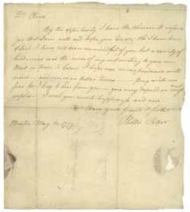 Letter from Phillis Peters [Phillis Wheatley] to Obour Tanner, 10 May ...