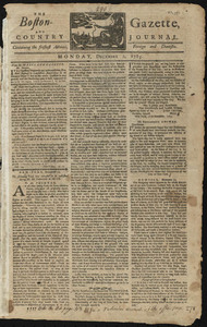 The Boston-Gazette, and Country Journal, 2 December 1765 - Digital ...