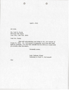 Letter from Judy A. Chilcote to Joel M. Grady - Digital Commonwealth