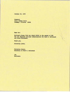 Letter from Chris Hatala to Passport - Digital Commonwealth