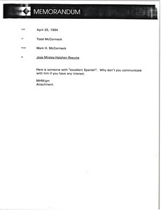 Memorandum from Mark H. McCormack to Todd McCormack - Digital Commonwealth