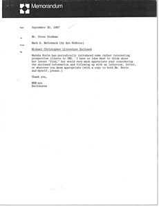 Memorandum from Mark H. McCormack to Steve Siedman - Digital Commonwealth