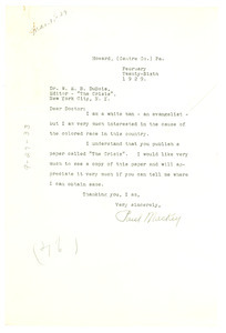 Letter from Paul Mackey to W. E. B. Du Bois - Digital Commonwealth