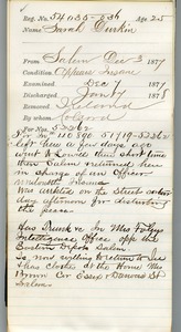 Tewksbury Almshouse Intake Record: Durkin, Sarah - Digital Commonwealth