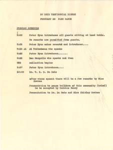 Du Bois testimonial dinner program schedule - Digital Commonwealth
