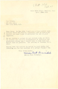 Letter from Marion Reid Girardot to the Crisis - Digital Commonwealth