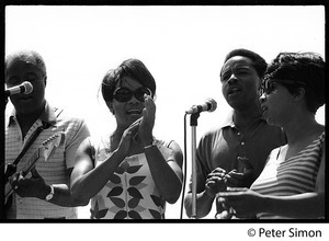 Staple Singers performing at the Newport Folk Festival : L. to r.: Pops ...