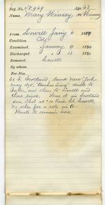 Tewksbury Almshouse Intake Record: Wimsey, Mary - Digital Commonwealth