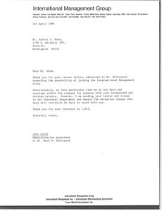 Letter from Mark H. McCormack to Robert C. Wade - Digital Commonwealth