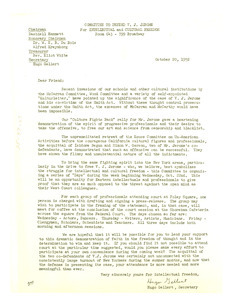 Circular letter from Committee to Defend V. J. Jerome - Digital ...