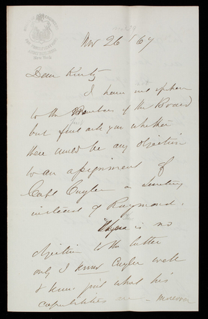 General [John G.] Barnard to Colonel Kurtz, November 26, 1869 - Digital ...