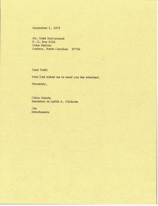 Letter from Chris Hatala to Todd McCormack - Digital Commonwealth