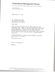 Letter from Mark H. McCormack to Reginald Murphy - Digital Commonwealth