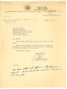 Letter from Chicago Defender to NAACP - Digital Commonwealth