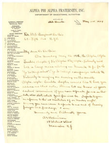 Letter from Alpha Phi Alpha, Alpha Alpha Lambda Chapter to W. E. B. Du Bois - Digital Commonwealth