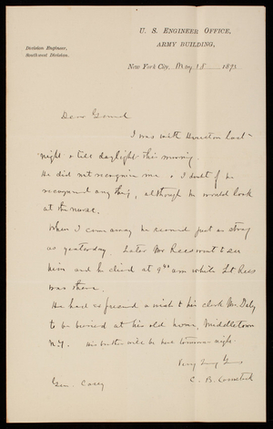 [Cyrus] B. Comstock to Thomas Lincoln Casey, May 18, 1893 - Digital ...