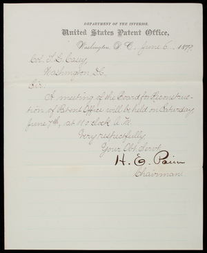 H. E. Paine to Thomas Lincoln Casey, June 6, 1879 - Digital Commonwealth