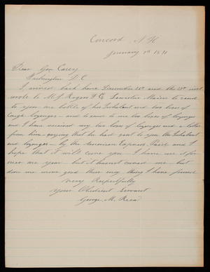 George M. Read to Thomas Lincoln Casey, January 7, 1891 - Digital ...