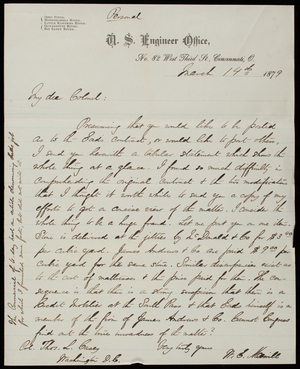 Senator [Justin S.] Morrill to Thomas Lincoln Casey, March 14, 1879 ...