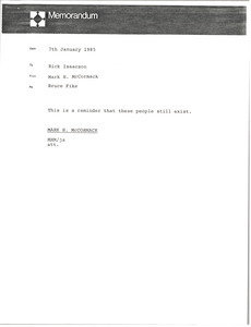 Memorandum from Mark H. McCormack to Rick Isaacson - Digital Commonwealth