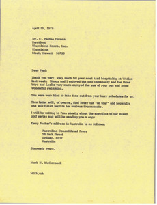 Letter from Mark H. McCormack to C. Pardee Erdman - Digital Commonwealth