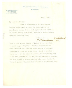 Letter from Edwin Bancroft Henderson to W. E. B. Du Bois - Digital ...