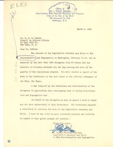 Letter from Improved, Benevolent, Protective Order of Elks of the World ...