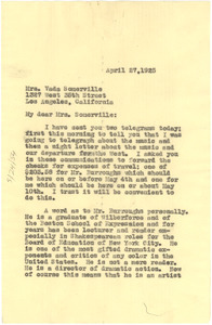 Letter from W. E. B. Du Bois to Vada Somerville - Digital Commonwealth