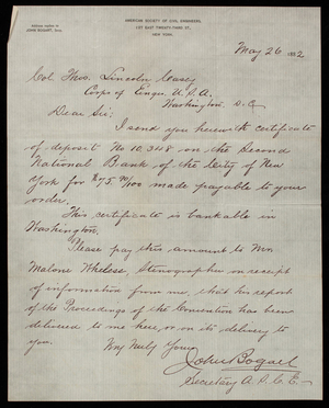 John Bogart to Thomas Lincoln Casey, May 26, 1882 - Digital Commonwealth