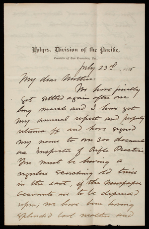Thomas Lincoln Casey, Jr. to Emma Weir Casey, July 23, 1885 - Digital ...