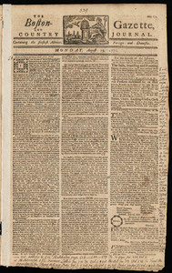 The Boston-Gazette, and Country Journal, 19 August 1771 - Digital ...