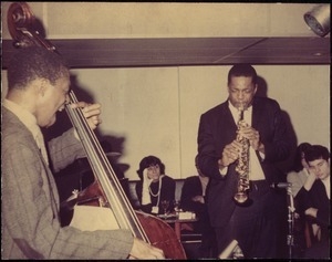 John Coltrane (soprano saxophone) and Jimmy Garrison (double bass) on ...