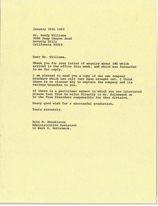 Letter from Rita M. Shackleton to Randy Williams - Digital Commonwealth