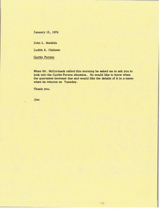Memorandum from Judy A. Chilcote to John L. Macklin - Digital Commonwealth
