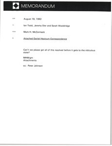 Memorandum from Mark H. McCormack to Ian Todd, Jeremy Dier and Sarah ...
