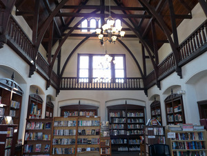Hinsdale Public Library: interior beams and trusses - Digital Commonwealth