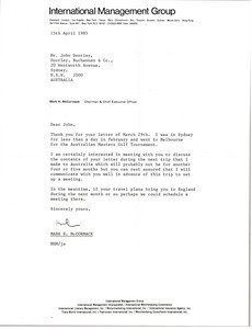 Letter from Mark H. McCormack to John Doorley - Digital Commonwealth