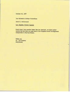 Memorandum from Mark H. McCormack to Jay Michaels and Arthur Rosenblum ...