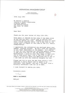 Letter from Mark H. McCormack to Morton L. Janklow - Digital Commonwealth