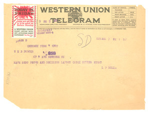 Telegram from Leslie Pinckney Hill to W. E. B. Du Bois - Digital ...