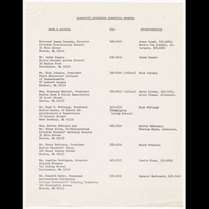 List of community screening committee members - Digital Commonwealth