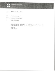 Memorandum from Mark H. McCormack to Barbara Perry - Digital Commonwealth
