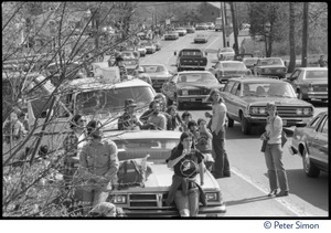 Protesters and cars lining the road during the occupation of Seabrook ...