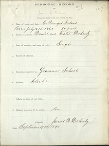 Personal record of James Daniel Doherty (1897) - Digital Commonwealth
