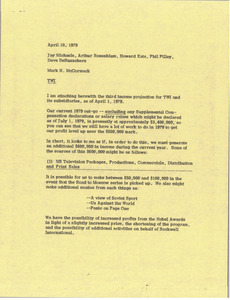 Memorandum from Mark H. McCormack to Jay Michaels, Arthur Rosenblum ...