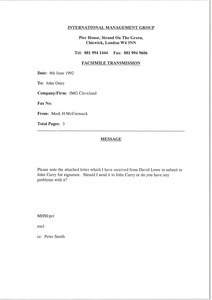 Fax from Mark H. McCormack to John Oney - Digital Commonwealth