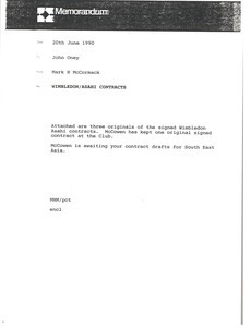 Memorandum from Mark H. McCormack to John Oney - Digital Commonwealth