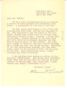 Letter from Florence H. Luscomb to W. E. B. Du Bois - Digital Commonwealth